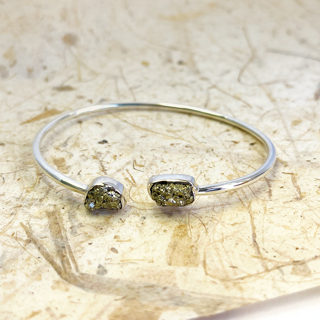 SS Pyrite Twister Bangle – Elisa Ilana