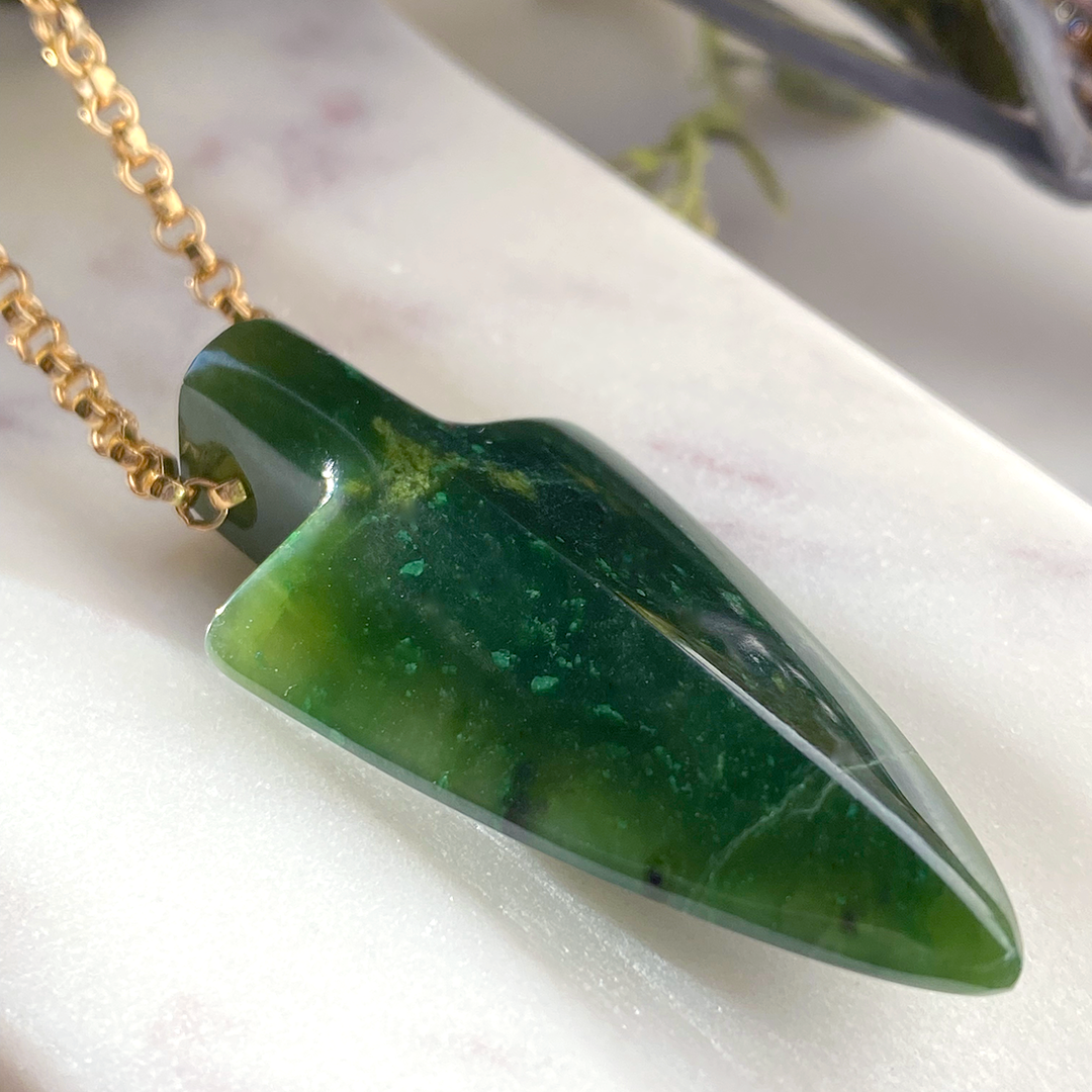 Jade Arrowhead on 14KTGF Rolo Chain – Elisa Ilana