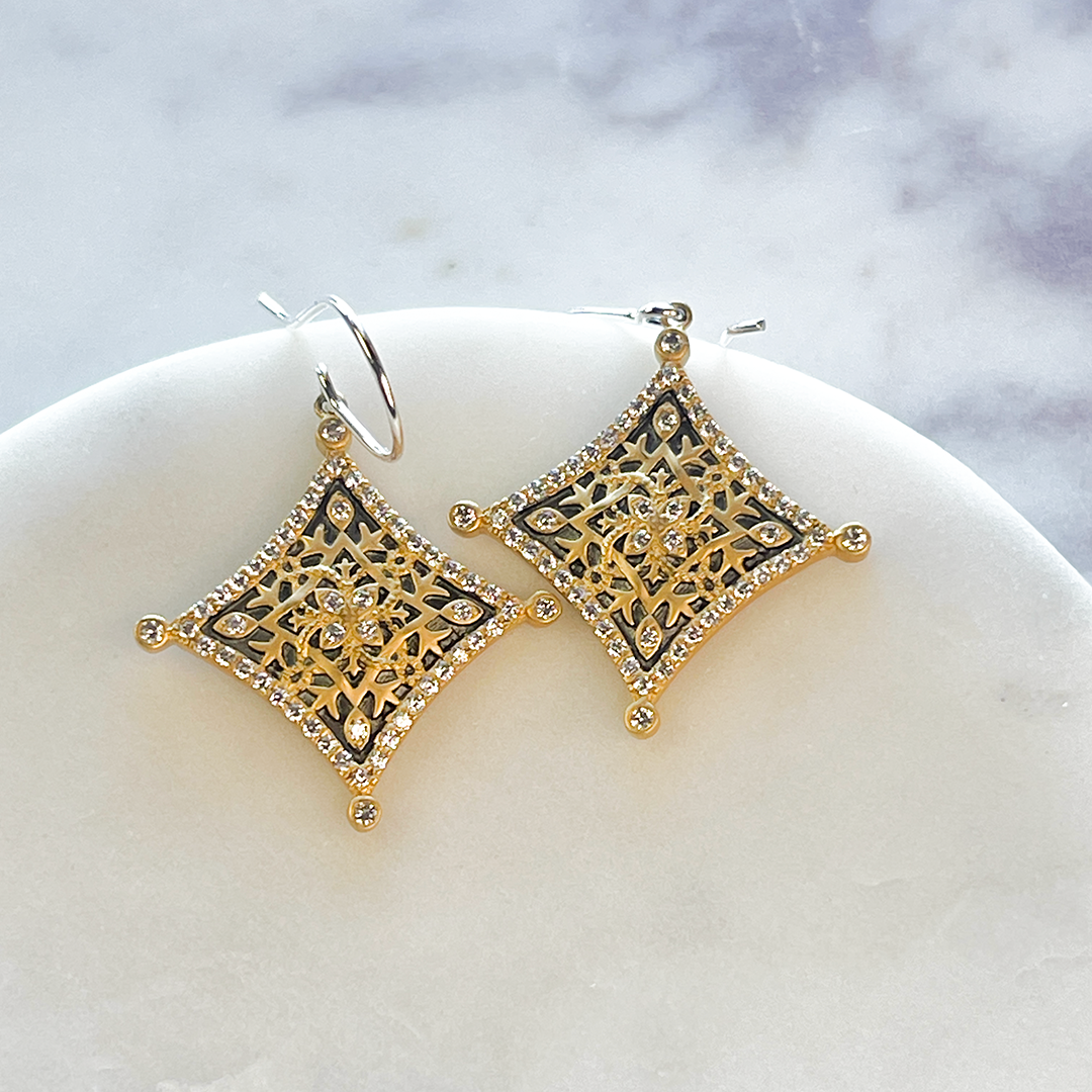 White Topaz & Gold Vermeil Rhombus Earrings – Elisa Ilana