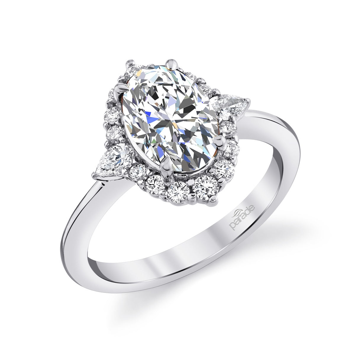 Parade Round & Pear Halo w/ Oval Center Diamond Engagement Ring – Elisa ...