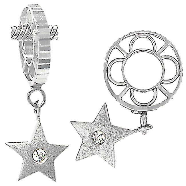 Storywheels Diamond Sandblasted Star Dangle Sterling Silver Wheel ONLY ...